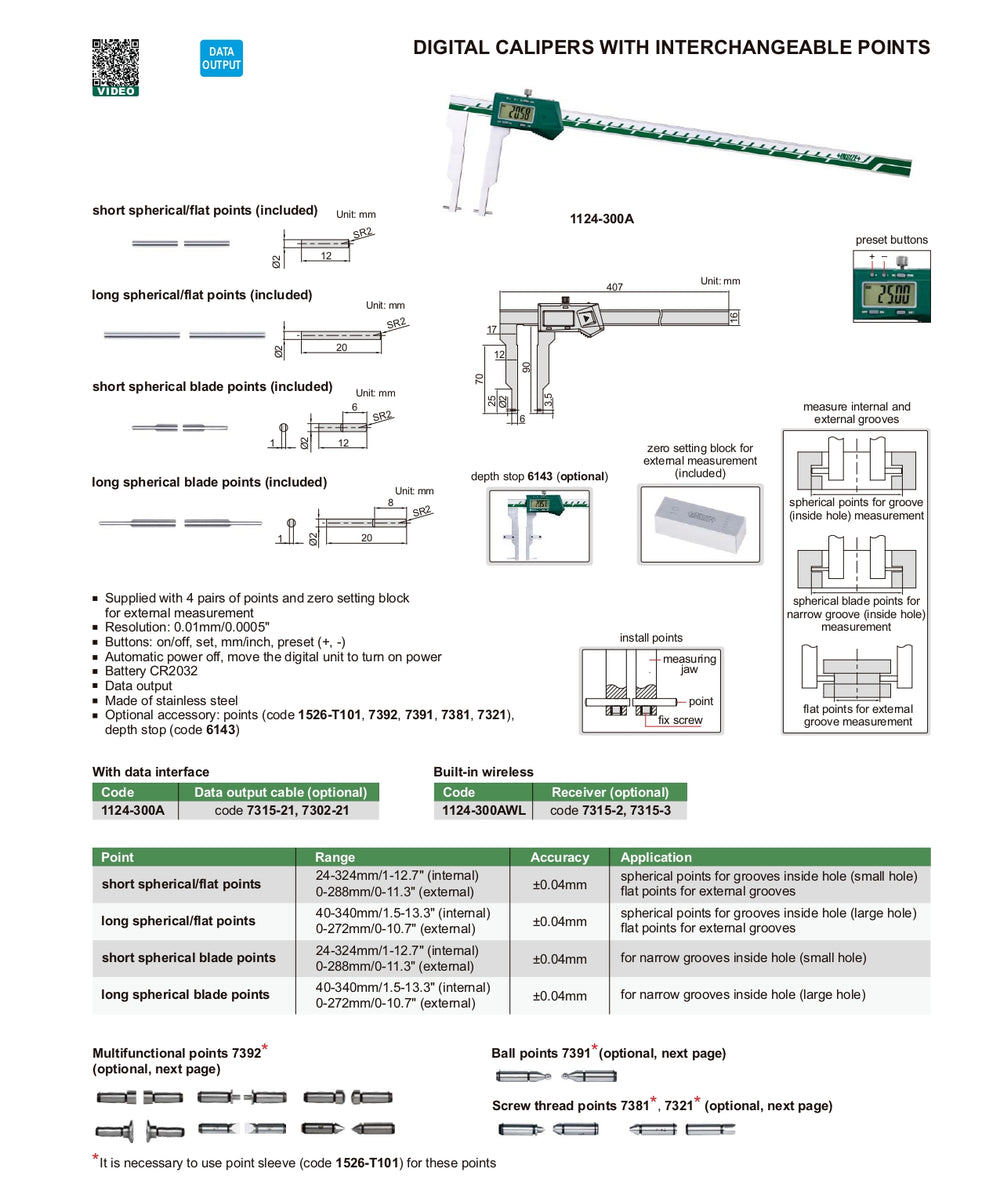 INSIZE Digital Caliper With Interchangeable Points 1124
